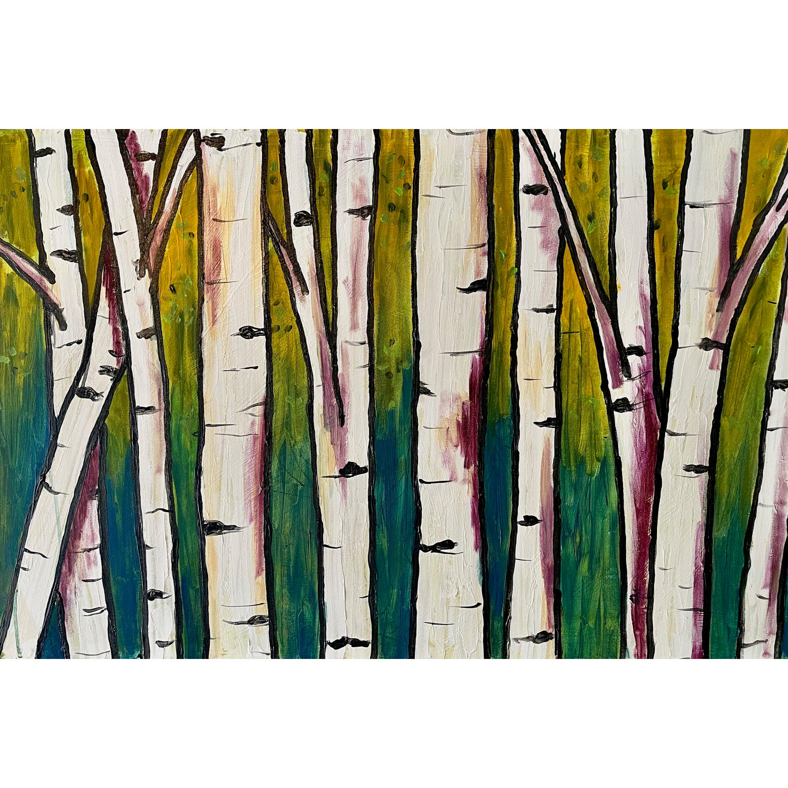 Birch Tree Landscape Abstract Painting From the Kaleidoscopic ...