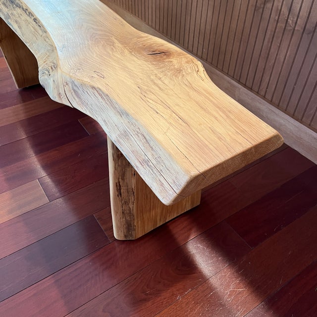 Live Edge Elegant Spalted Maple Wood Bench | Chairish