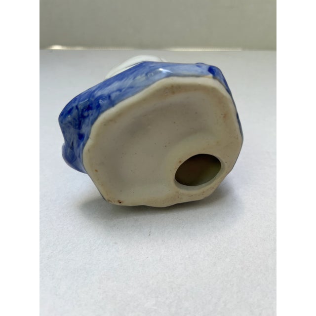 Chinese Blue and White Porcelain Fisherman Statue | Chairish