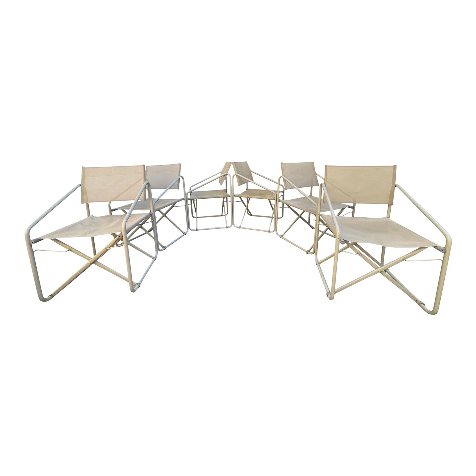 Brown Jordan "Nomad" Folding Patio Director Chairs & Table Set | Chairish
