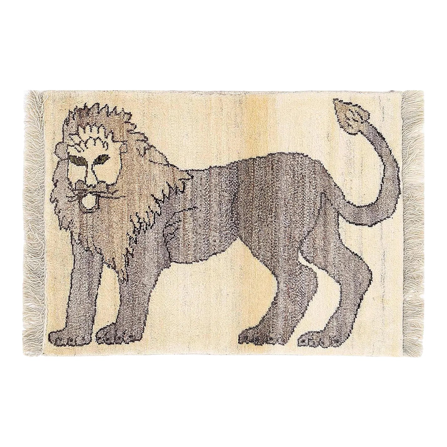 Animal Pictorial Lion Shiraz Hand Knotted Wool Rug | Chairish
