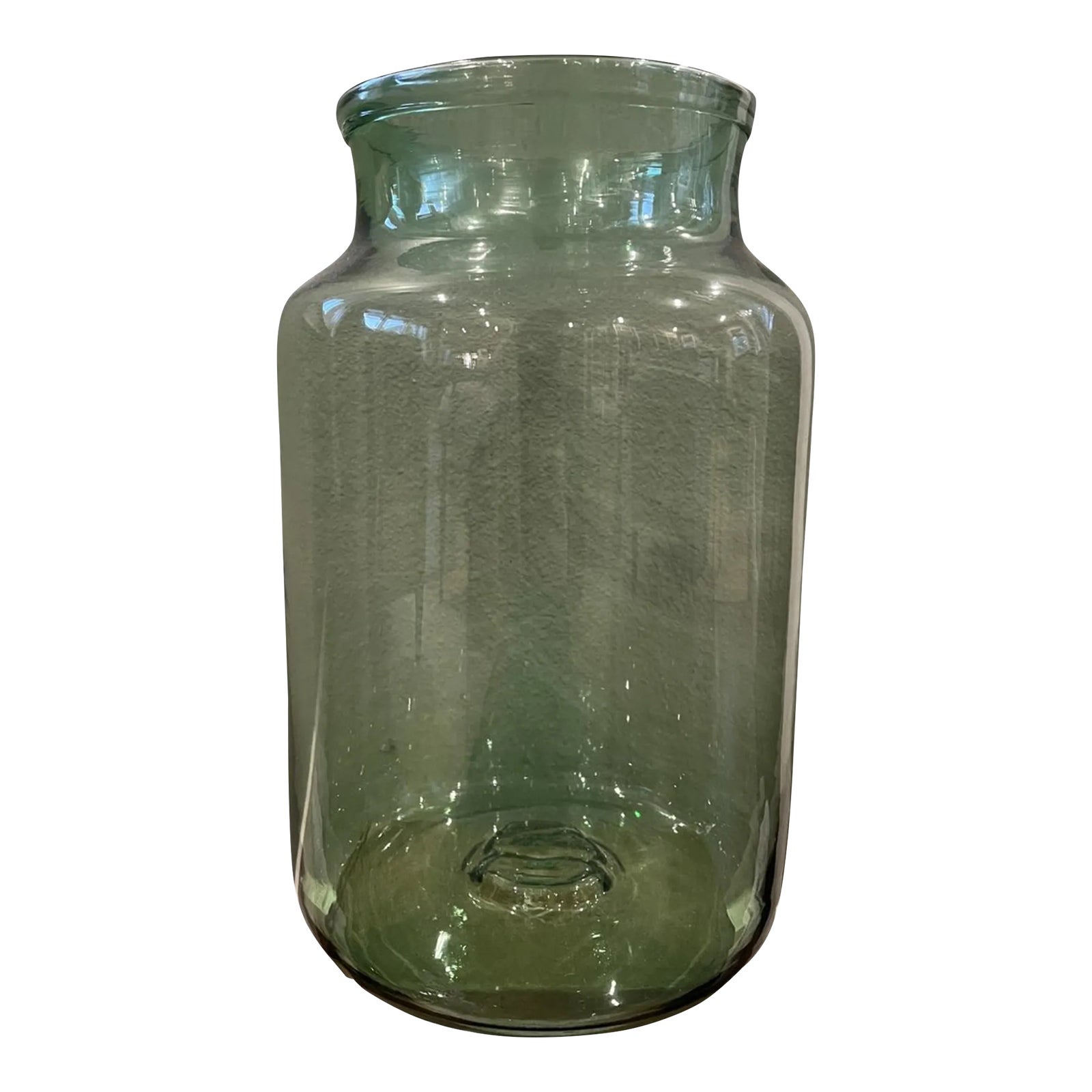 Large Antique Blown Tinted Glass Hurricane Jar | Chairish