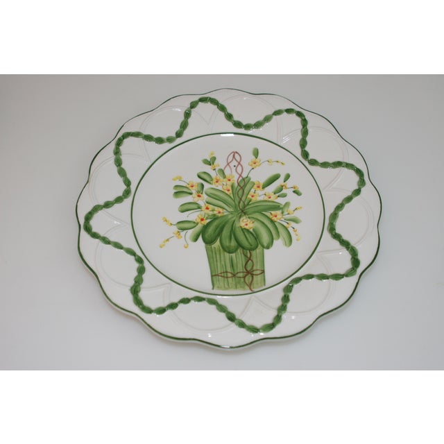 Late 20th Century Mane Lion Italian Pottery Scalloped Edge Floral Wall ...