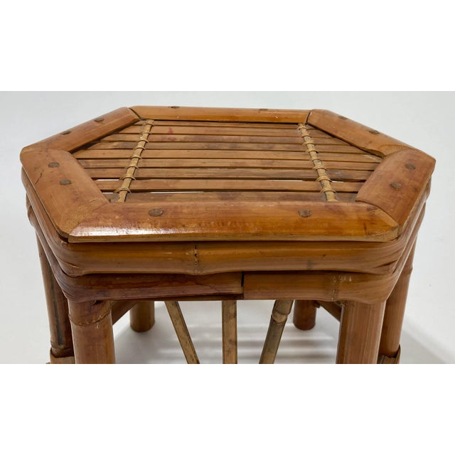 Vintage Scorched Bamboo Riser or Plant Stand | Chairish