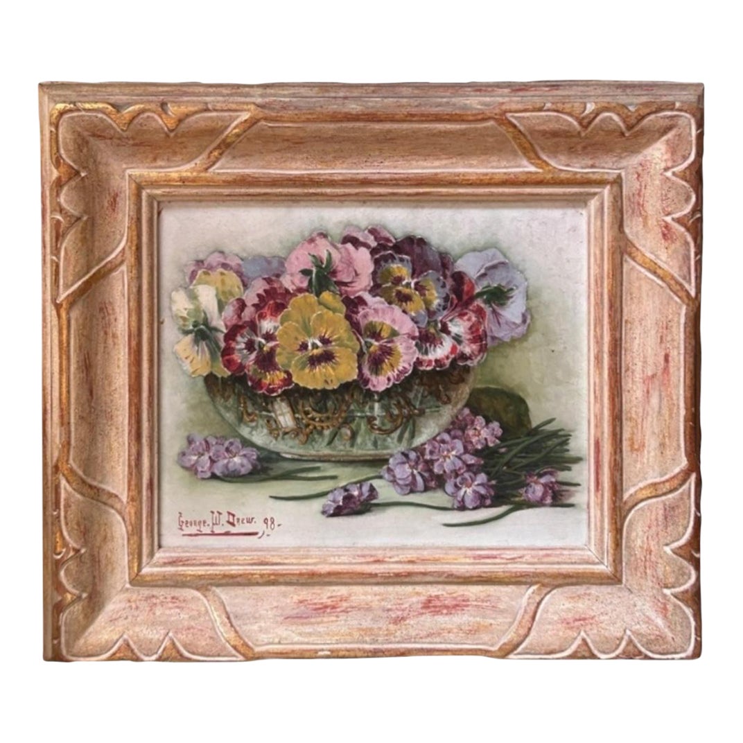 Vintage Original George W. Drew Still Life Oil Painting | Chairish