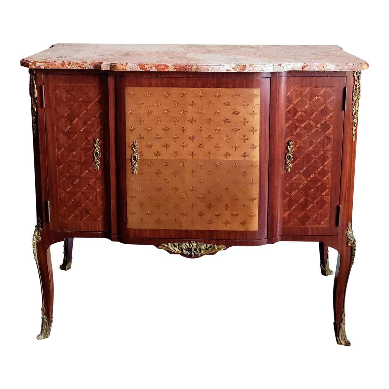 19th20th Century French Transition Louis Xvxvi Style Marquetry