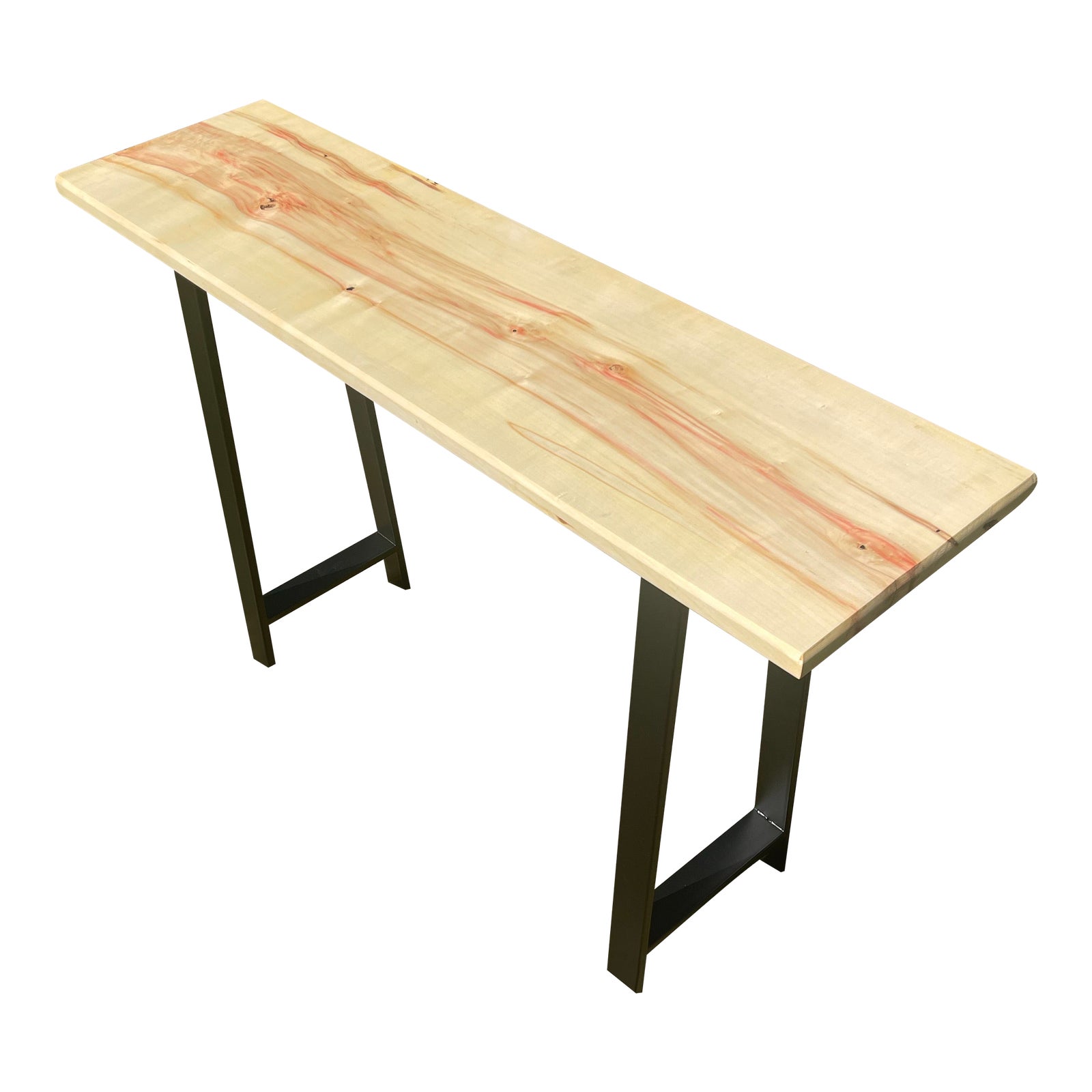 Hand Made Red Flame Box Elder Entryway Table | Chairish