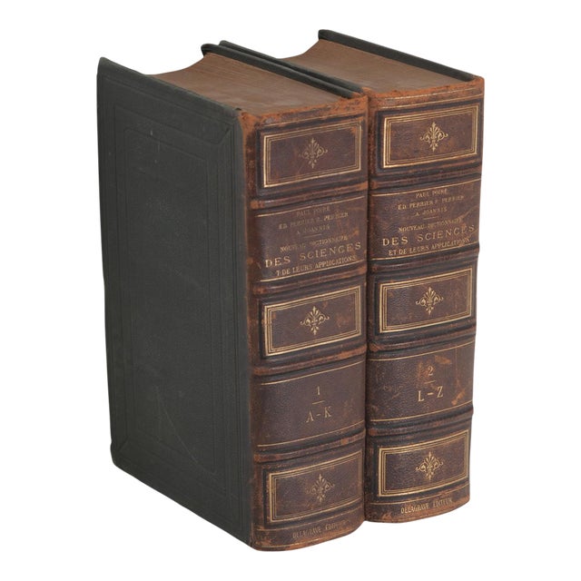 Early 20th Century Leather Bound French Scientific Dictionaries - Set ...