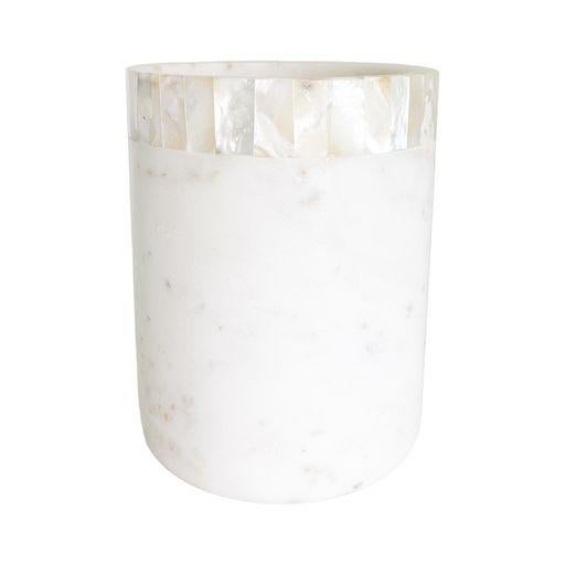 Mother of Pearl White Marble Serving Utensil Holder or Wine Cooler or ...