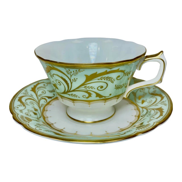 Royal Crown Derby Darley Abbey Tea Cup and Harlequin Saucer - Green ...