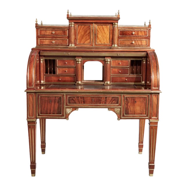 Russian Neoclassical Brass Mounted Mahogany Cylinder Desk | Chairish