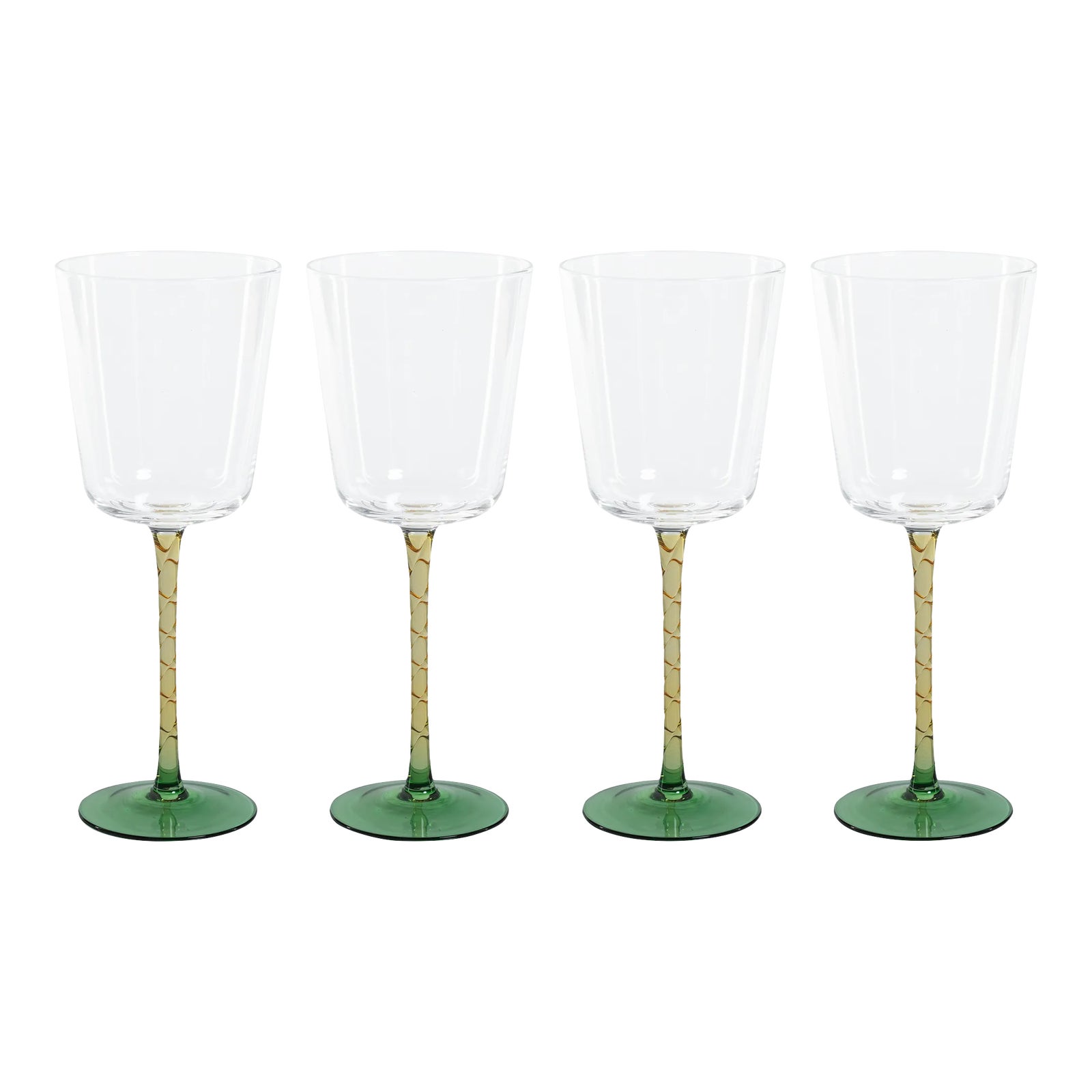 Sachi Green & Amber Red Wine Glasses, Set of 4 | Chairish
