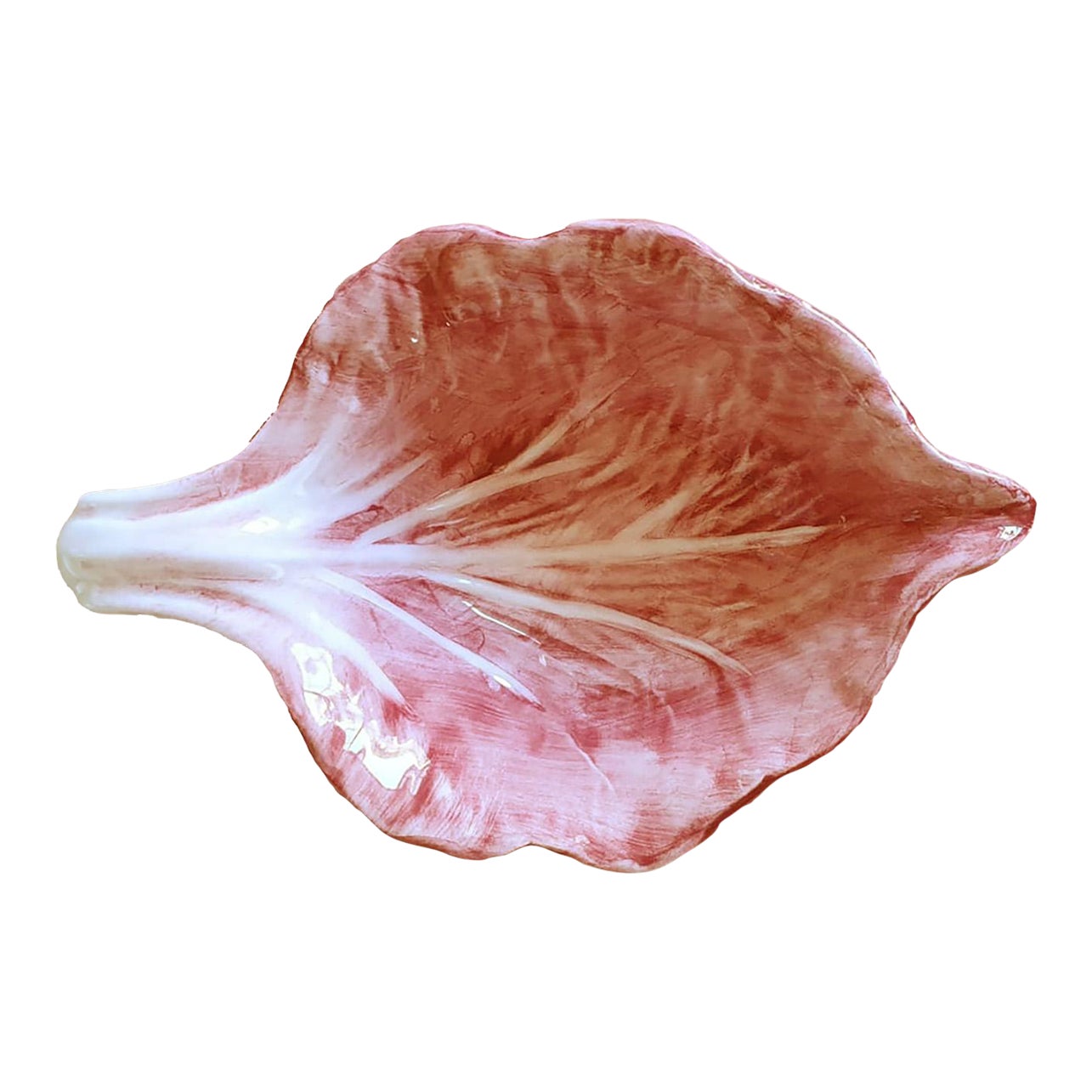 Les Ottomans Radicchio Handpainted Ceramic Small Leaf Dish in Pink ...