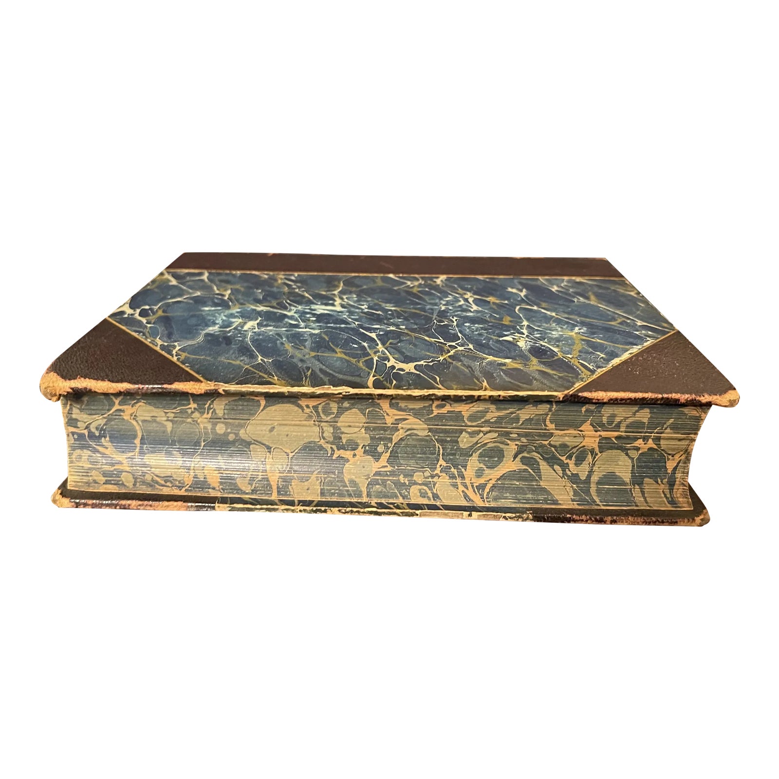 Antique Blue Marbled Book - Tennyson's Poetical Works | Chairish