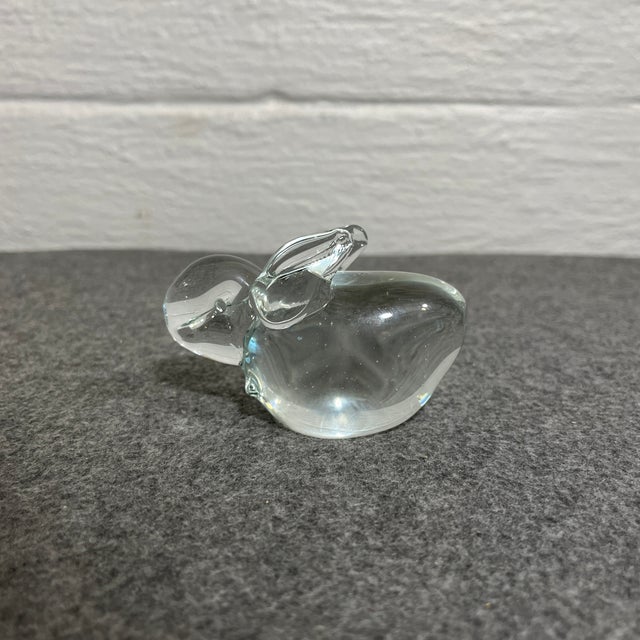 Vintage Clear Glass Bunny Paperweight | Chairish