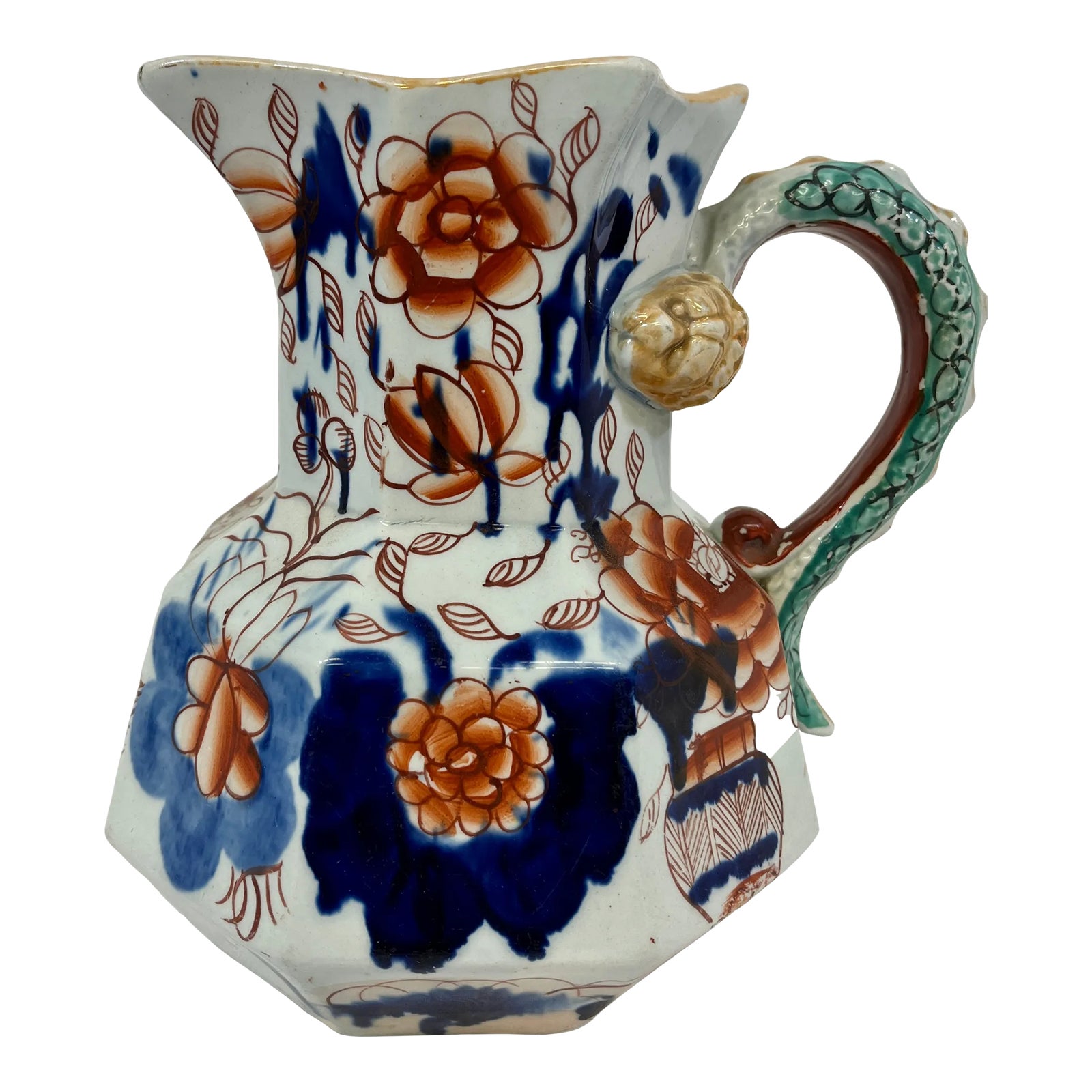Antique Mason’s Imari Octagonal Hydra Jug in the Basket Japan Pattern ...
