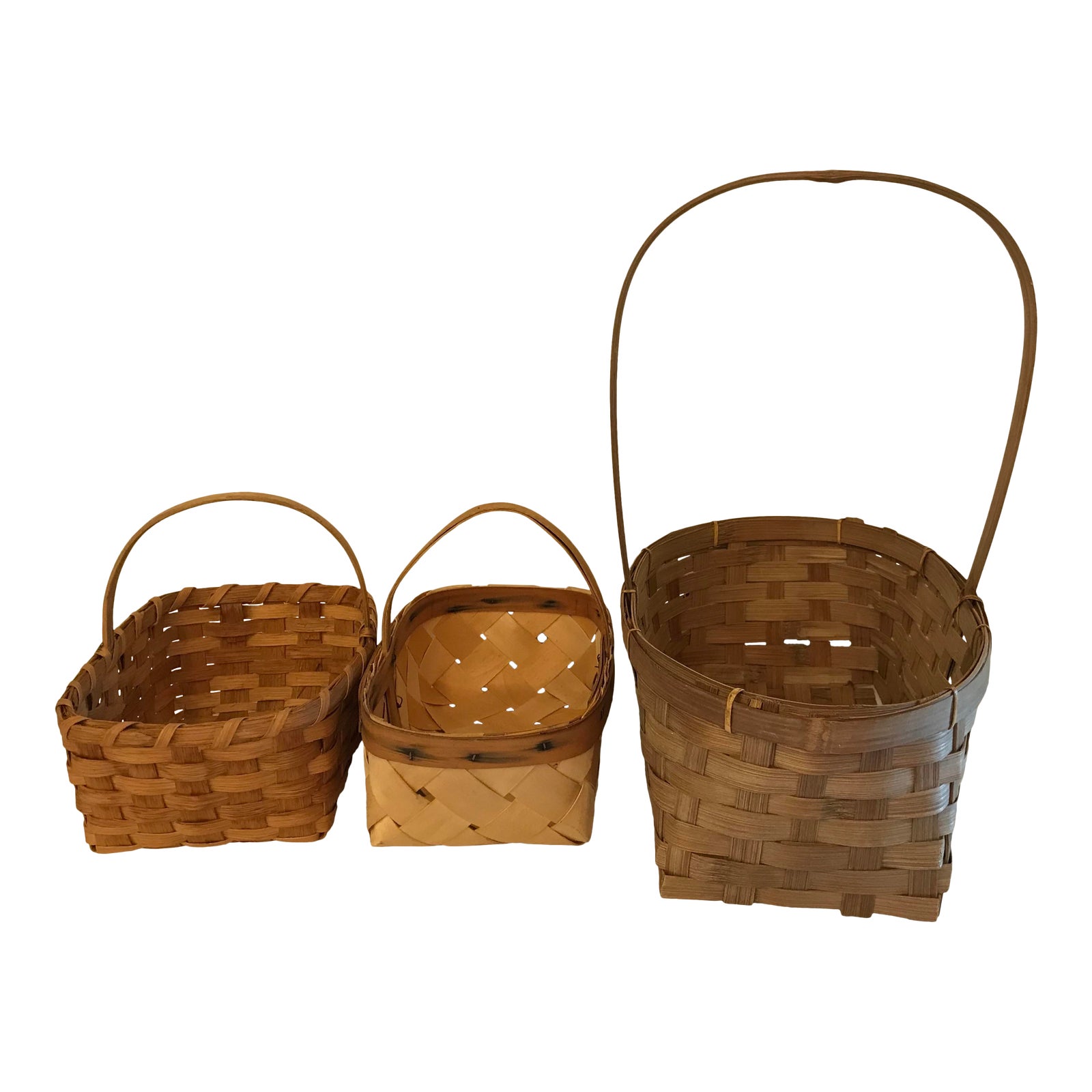 Vintage Handled Baskets - Set of 3 | Chairish