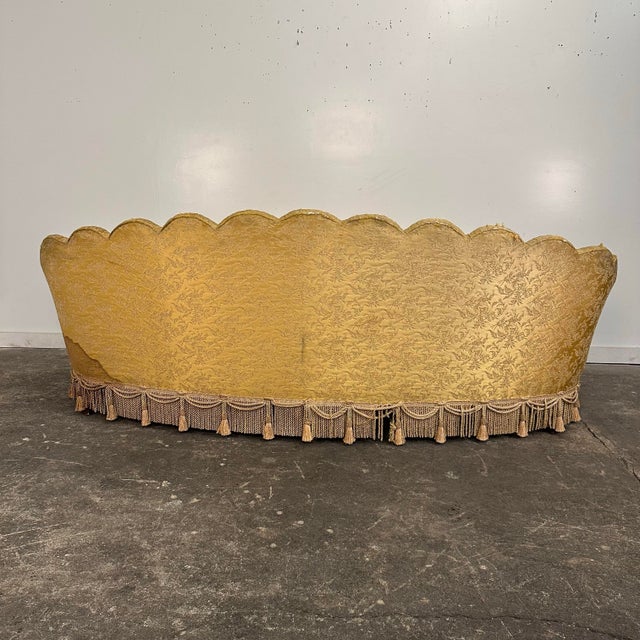 Hollywood Regency Curved Scallop Back Sofa | Chairish