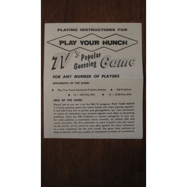 1950s Play Your Hunch Board Game by Transogram Based on Tv Game Show ...