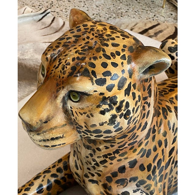 1980s Italian Leopard Figure Artisan Hand Painted | Chairish