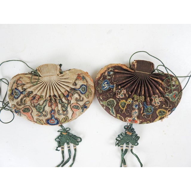 Antique Chinese Embroidered Scent Pouch - a Pair | Chairish
