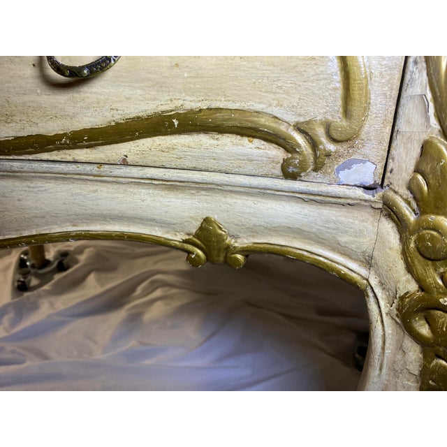 French Style Marble Top Painted Bombe Commode | Chairish