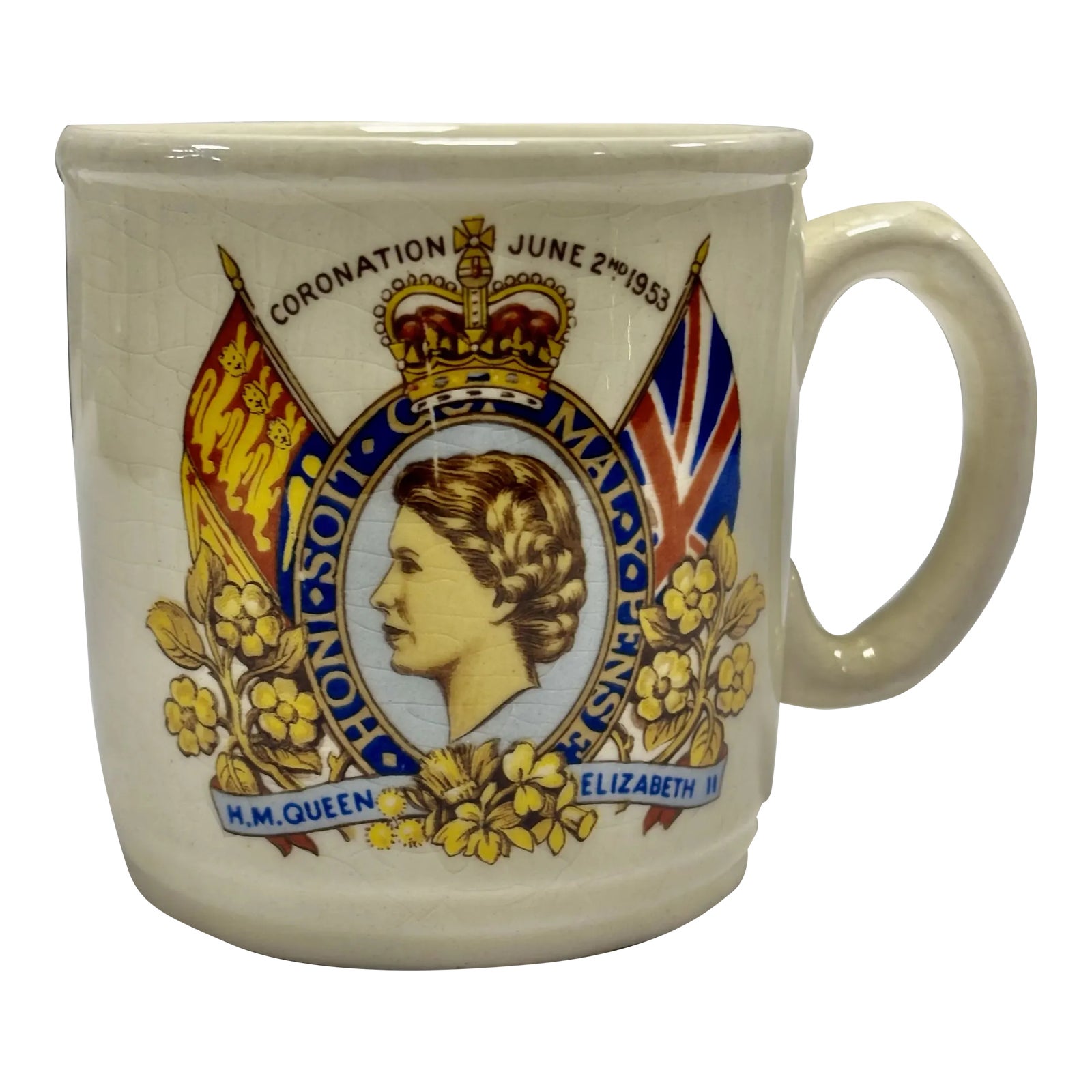 Vintage Queen Elizabeth II Commemorative Coronation Mug | Chairish