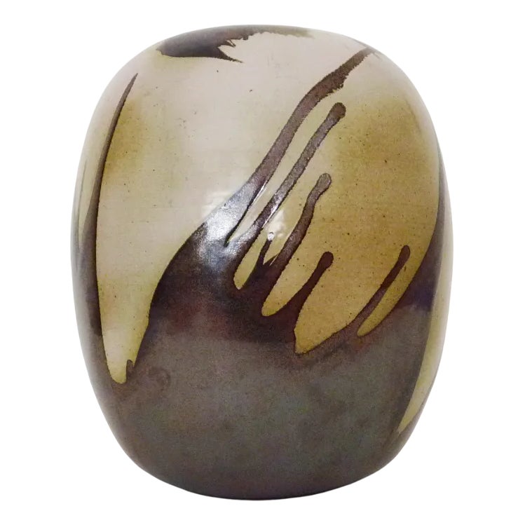 Large Enameled Sandstone Vase by Denis Bouniard for Atelier Des Cendres ...