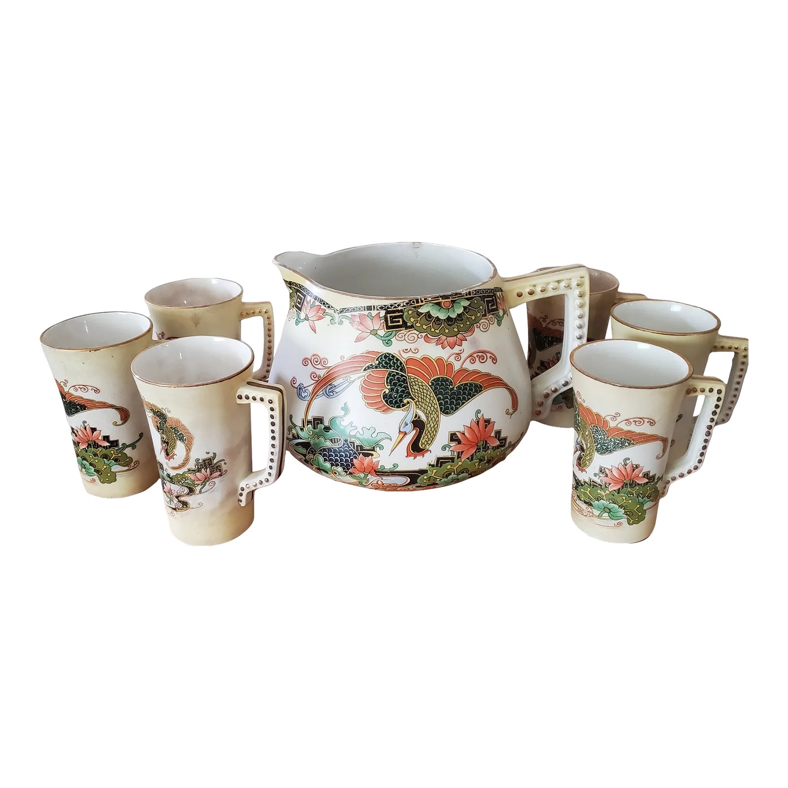 Antique Lemonade Pitcher and Cups Set- 7 Pieces by American Art Pottery ...