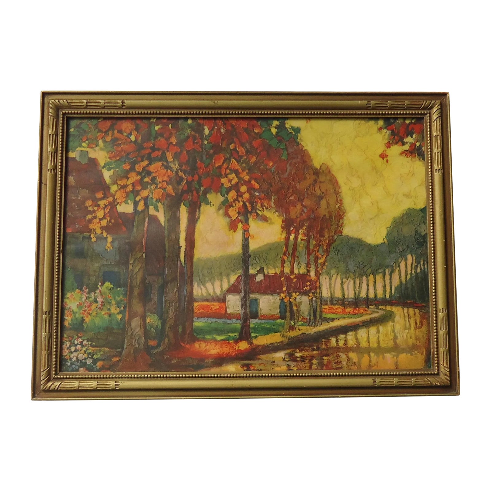 1930s Arts and Crafts Print of Fall Landscape | Chairish