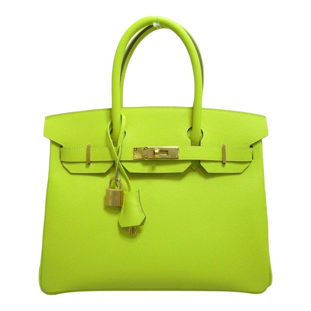 Hermes Birkin 30 Lime Handbag Yellow Lime Epsom Leather | Chairish