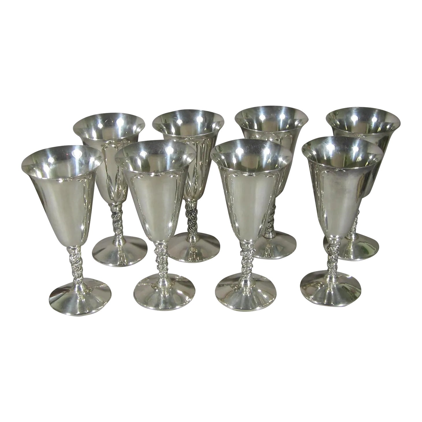 1960s Silver Plated Goblets With Twist Stems- Set of 8 | Chairish