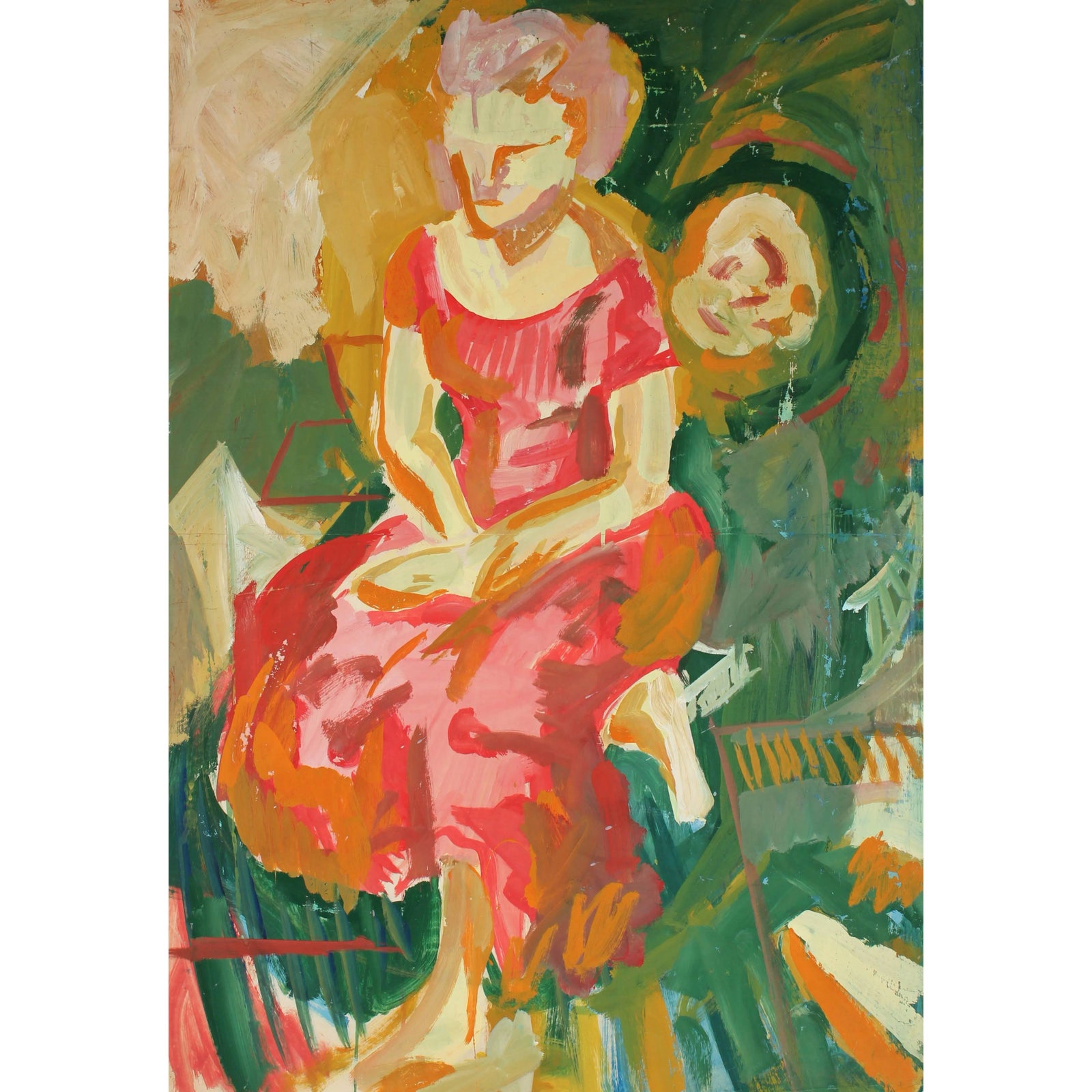 Jack Freeman Figurative Portrait Acrylic Painting, Circa 1960s | Chairish