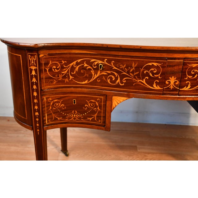 1900s Antique English Hepplewhite Mahogany Inlaid Writing Desk / Office ...