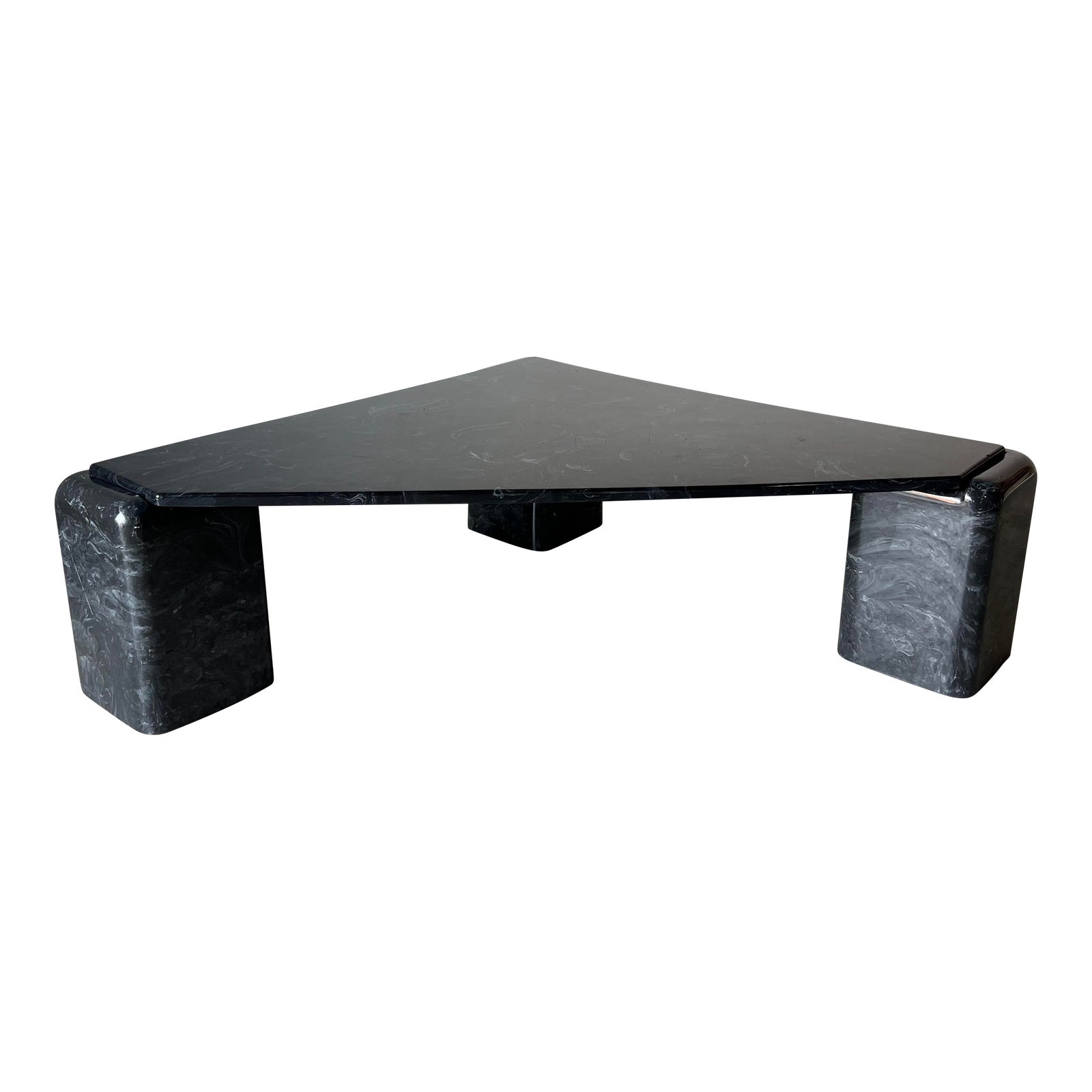 Postmodern Faux - Black and White Marble Triangular Coffee Table | Chairish