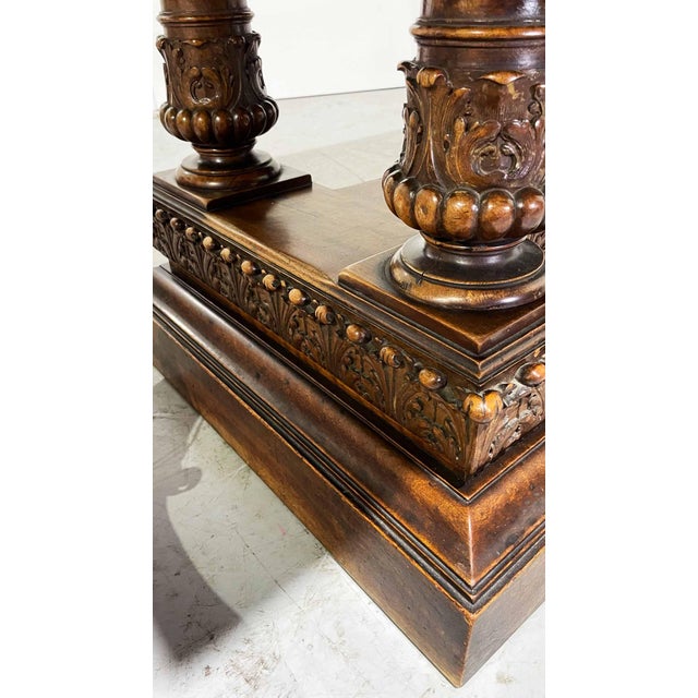 Antique Italian Renaissance Style Walnut Hand Carved 6 Column Library ...