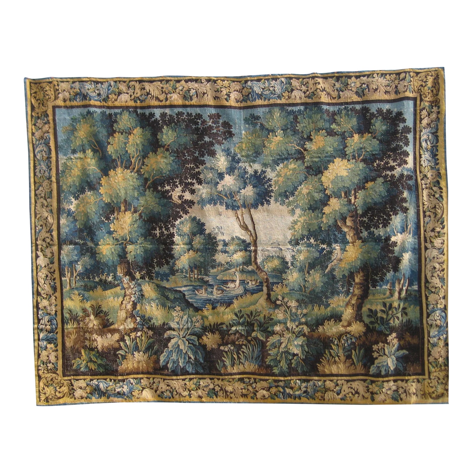 Flemish Verdure Tapestry Wall Hanging 18 Century | Chairish