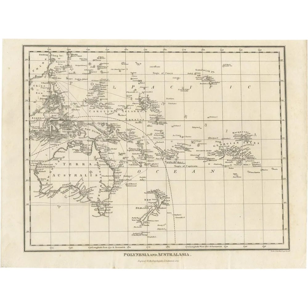 Antique Map of Polynesia and Australasia by Neele, 1825 | Chairish