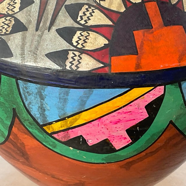 1970s Native American Polychrome Pot Signed Mrs. Lorencita Pino, Tesque ...