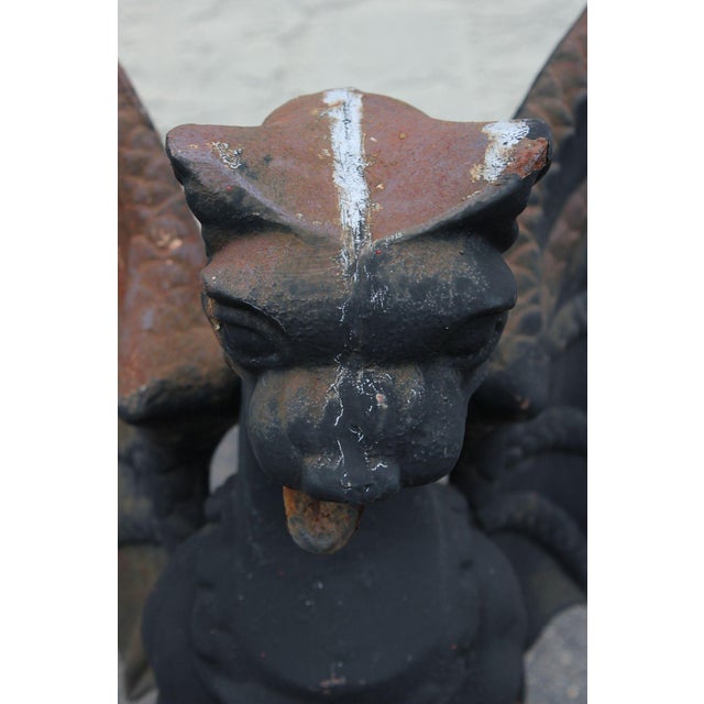 Early 20th Century Large Cast Iron Gargoyle Statue | Chairish