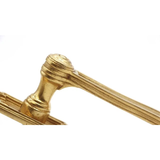 Mid 20th Century French Gilded Brass Dummy Lever Door Handle Set | Chairish