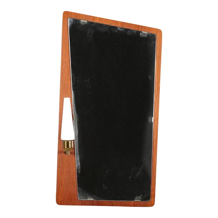 1960s Atomic Danish Wall Mirror With Built in Light | Chairish