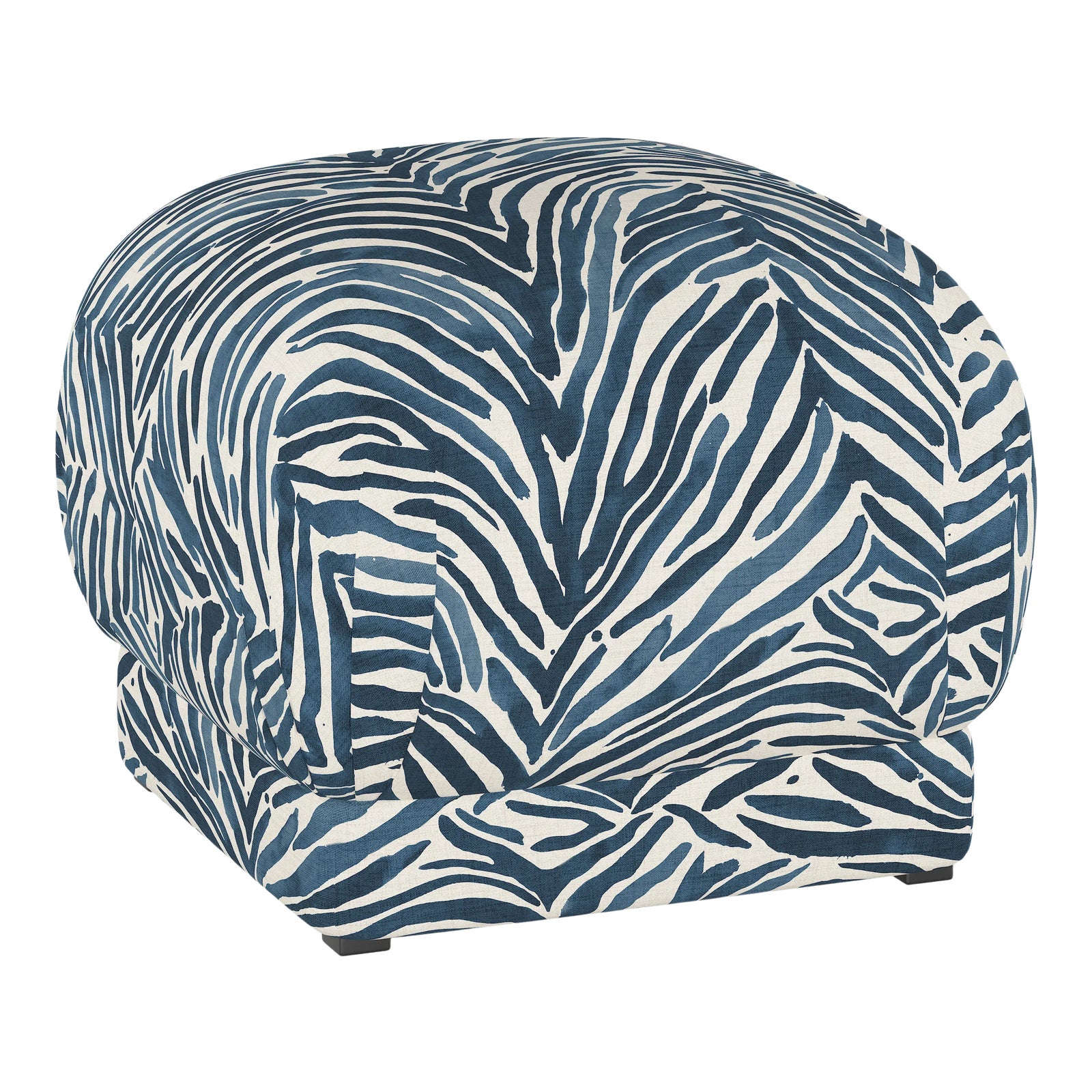 Ottoman, Washed Zebra Blue | Chairish