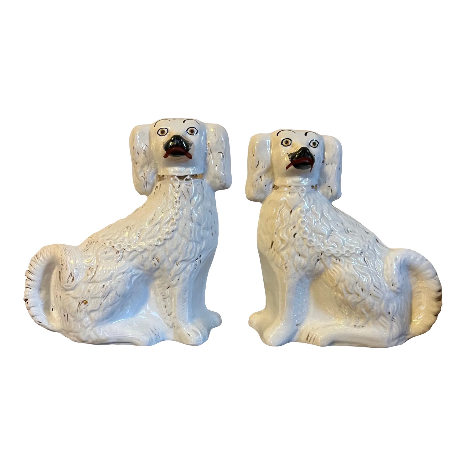 Antique 19th Century English Staffordshire Pottery Spaniel Dogs - a ...