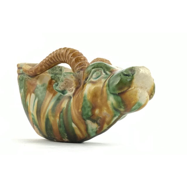 1950s Tri Color Chinese Clay Oxen Head Planter Vessel | Chairish