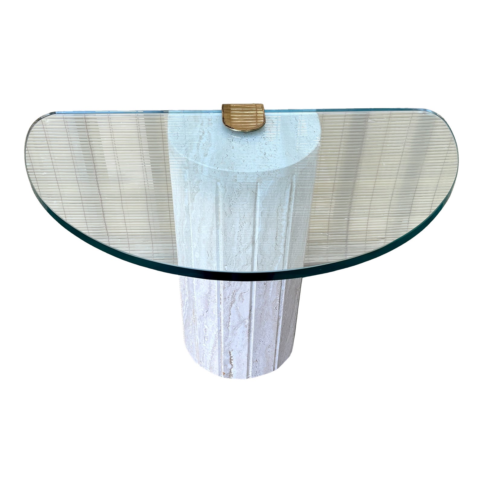 Postmodern Marble and Brass Half-Moon Shaped Side Table in the Artedi ...