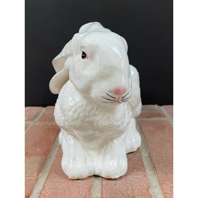 Vintage Large Ceramic White Rabbit | Chairish