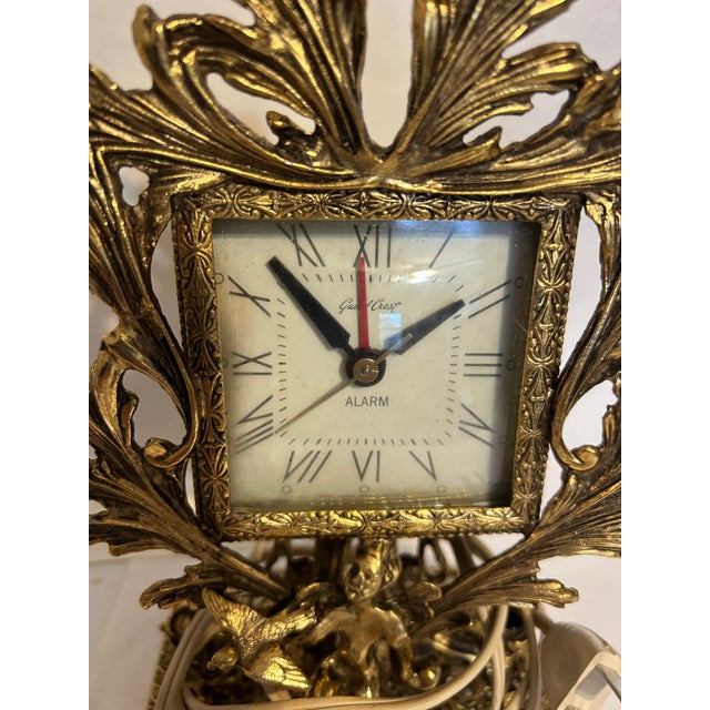 Vintage Rococo Style Cast Metal Gold Gilded Mantle Clock With Cherub ...