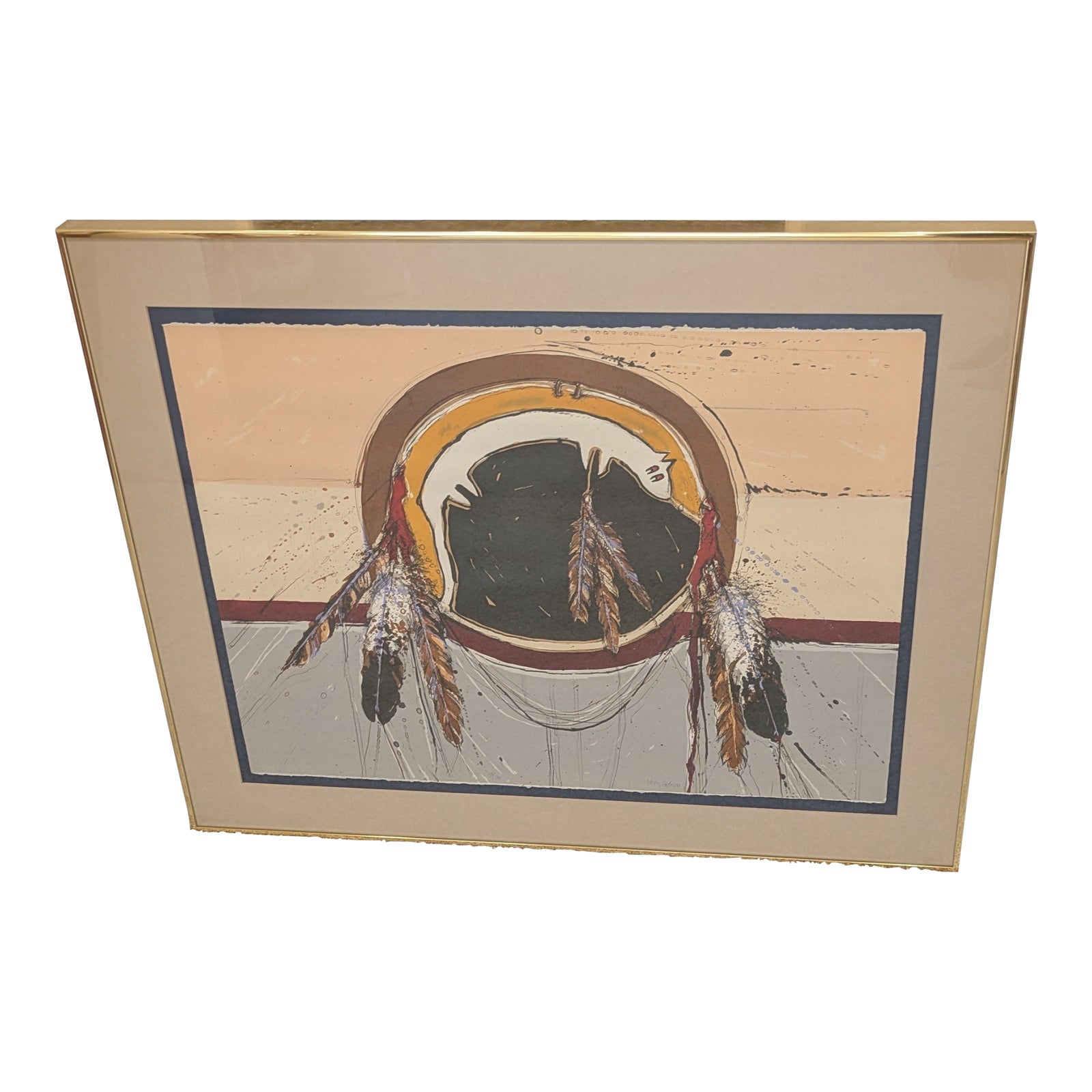 Larry Fodor Crow Shield Lithograph, 1981, Framed | Chairish