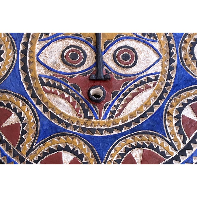 African Bwa Sun Mask Blue and Red Burkina Faso | Chairish